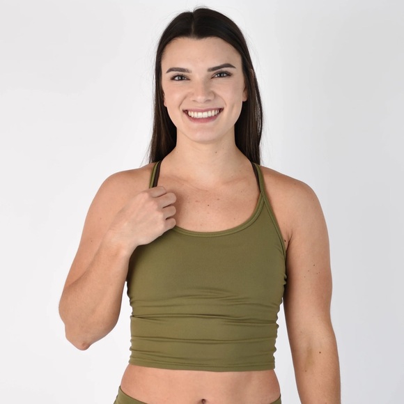 Fleo | Tops | Fleo Switch Up Crop Tank Martini Olive | Poshmark